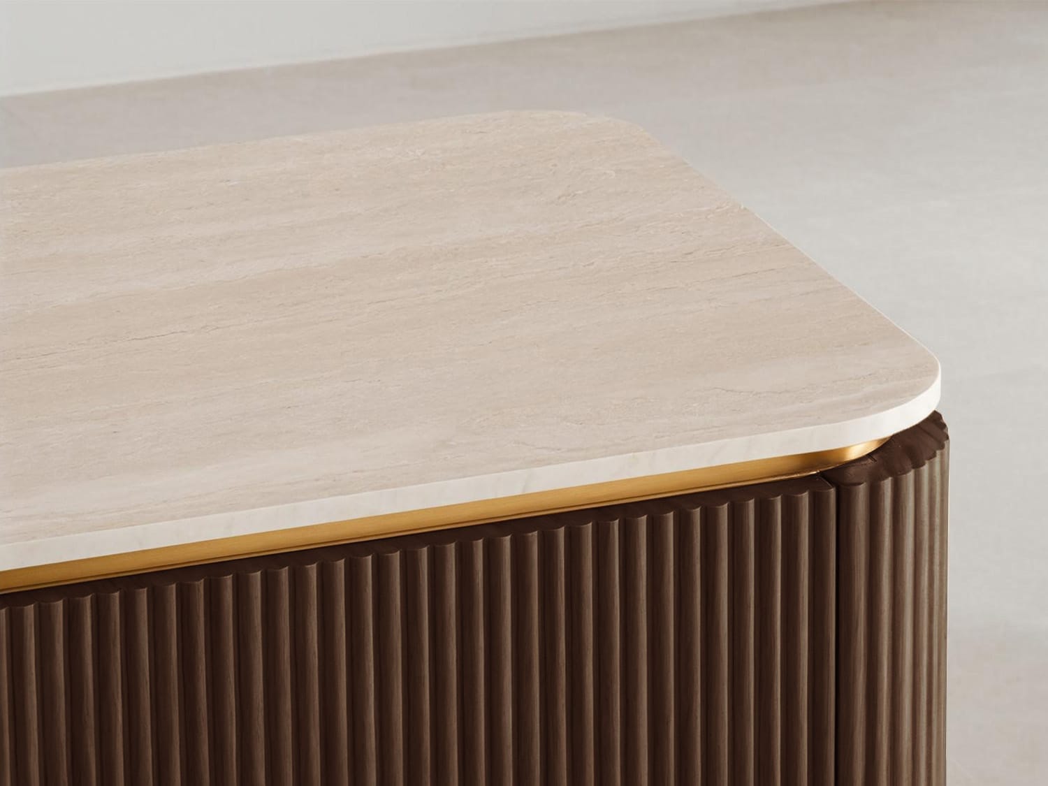 Nebo Travertine Sintered Stone Buffet-180CM-Natural/Dark Walnut | Agape ...