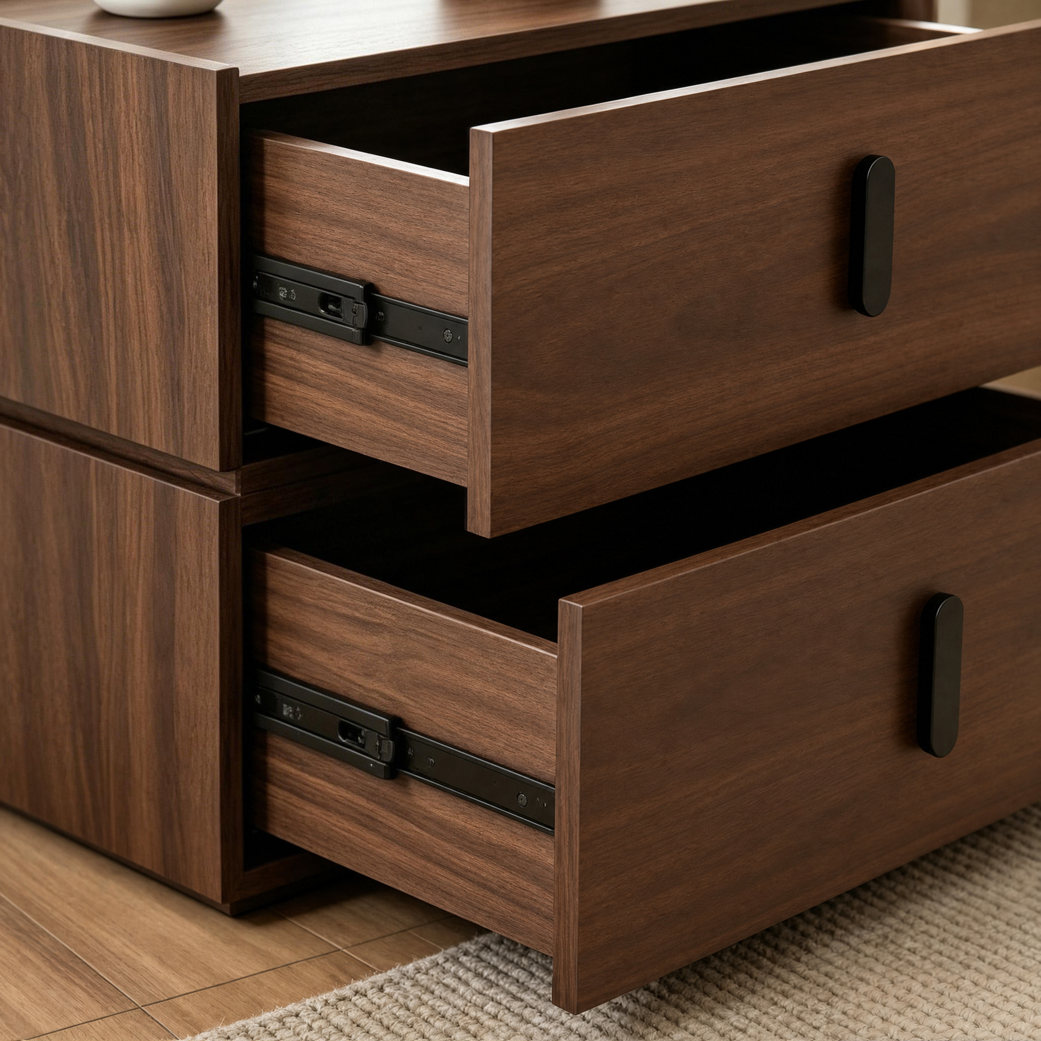 Odense Bedside Table-Natural/Walnut | Agape Furniture