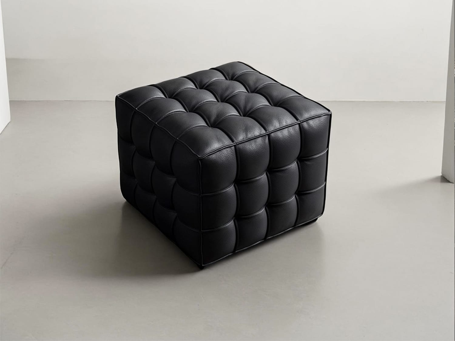 Aurora Ottoman Real Leather-Black/Brown | Agape Furniture
