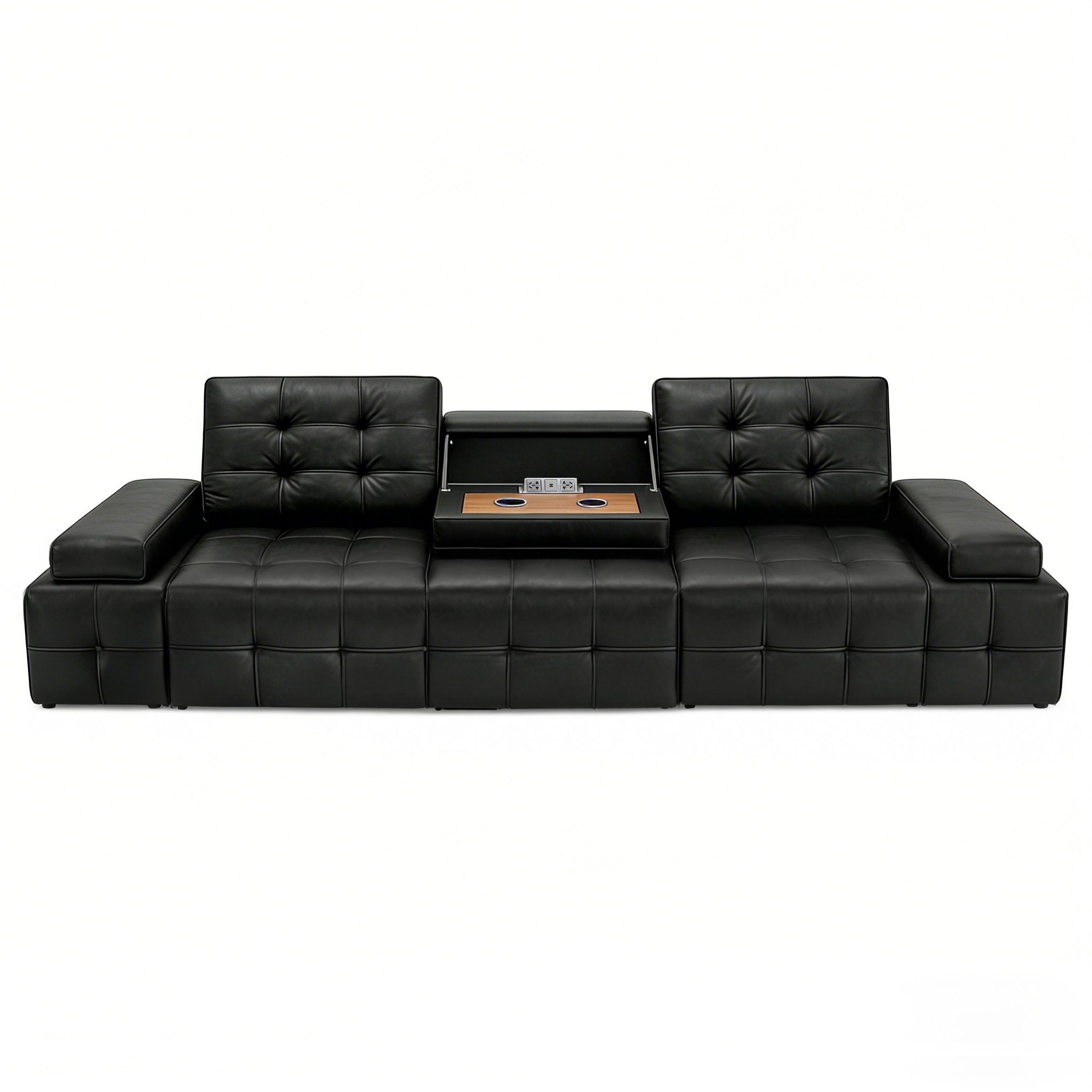 Ita Leather Electric Adjustable Sofa Bed With Flip-Down Console -Black ...